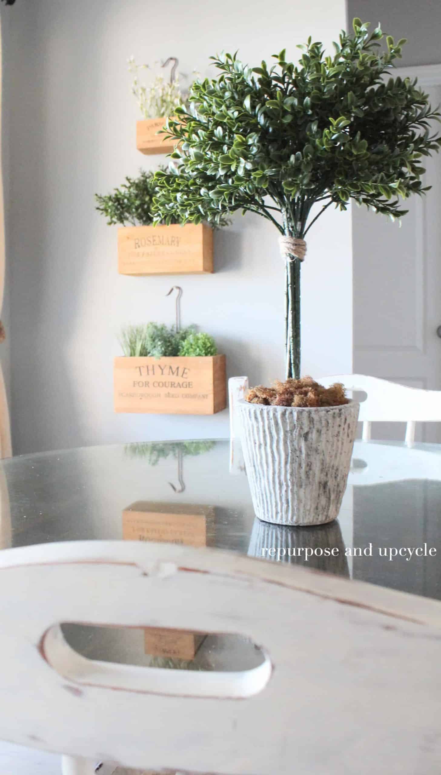 DIY Topiary Trees with Boxwood Sprays