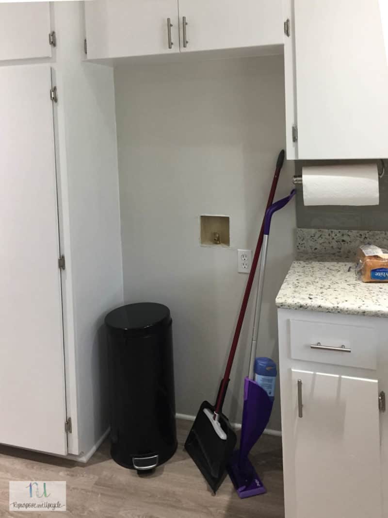 Kitchen Cubby Makeover with Open Shelves for Storage