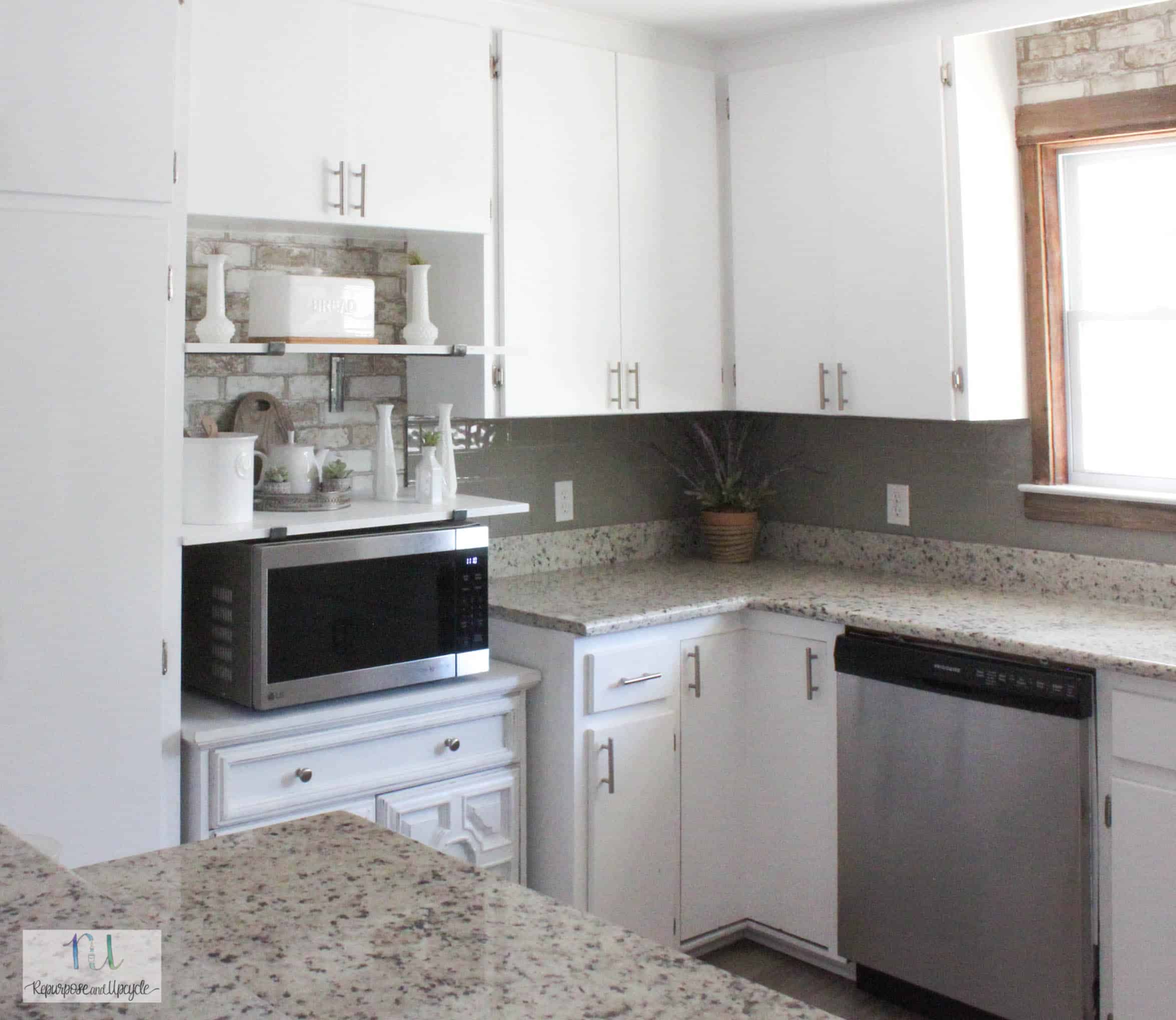 Kitchen Cubby Makeover with Open Shelves for Storage