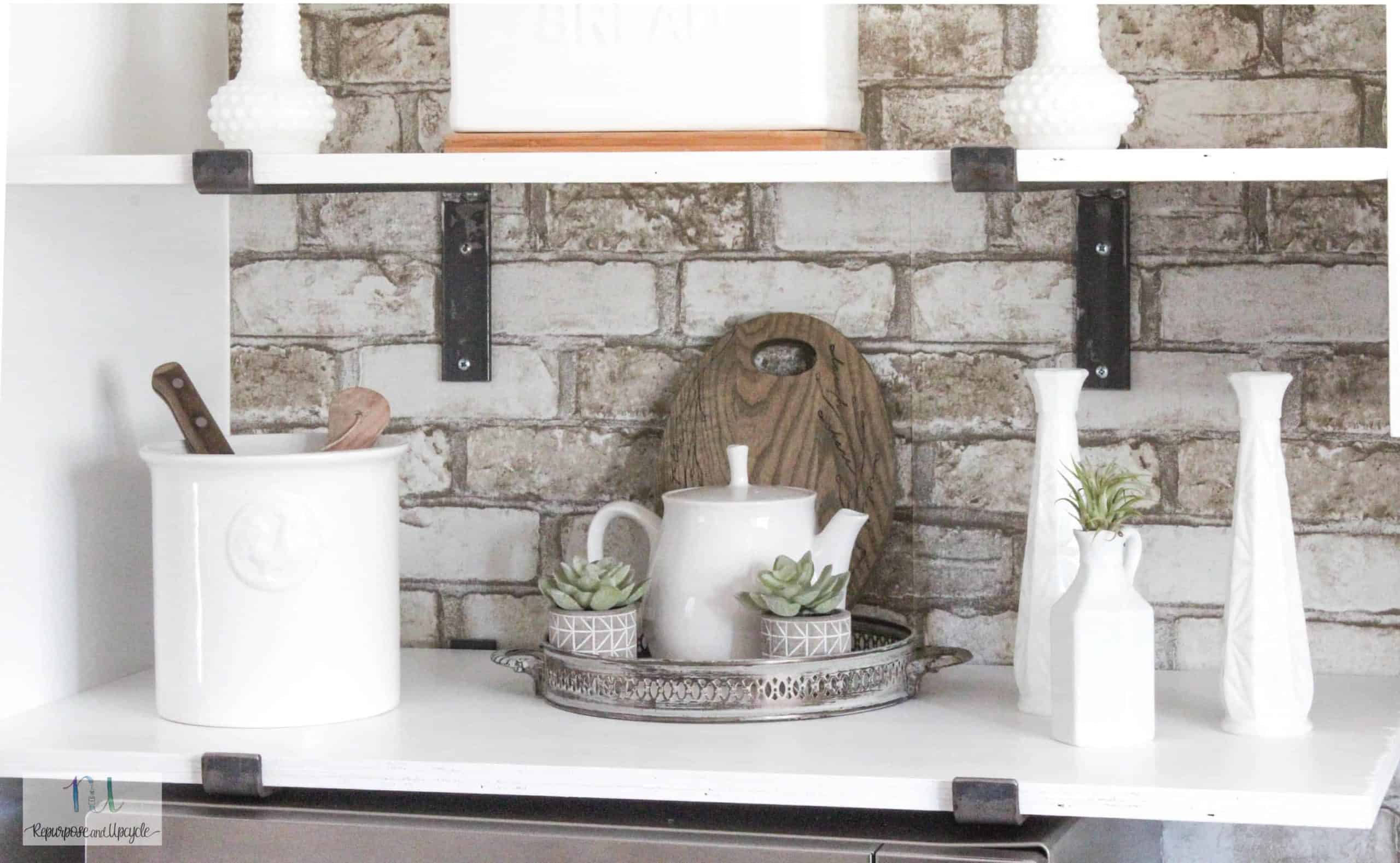 Kitchen Cubby Makeover with Open Shelves for Storage