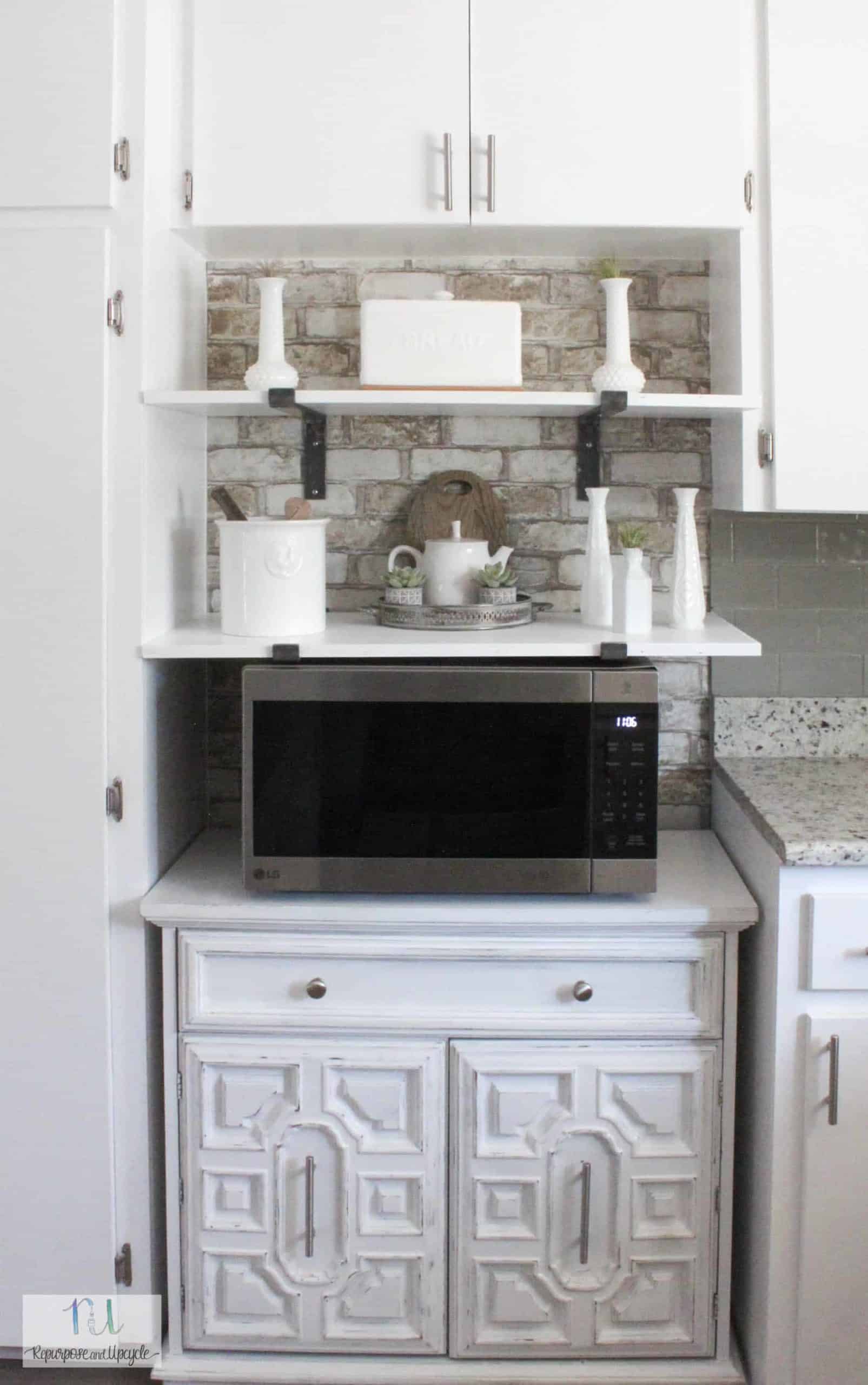Kitchen Cubby Makeover with Open Shelves for Storage