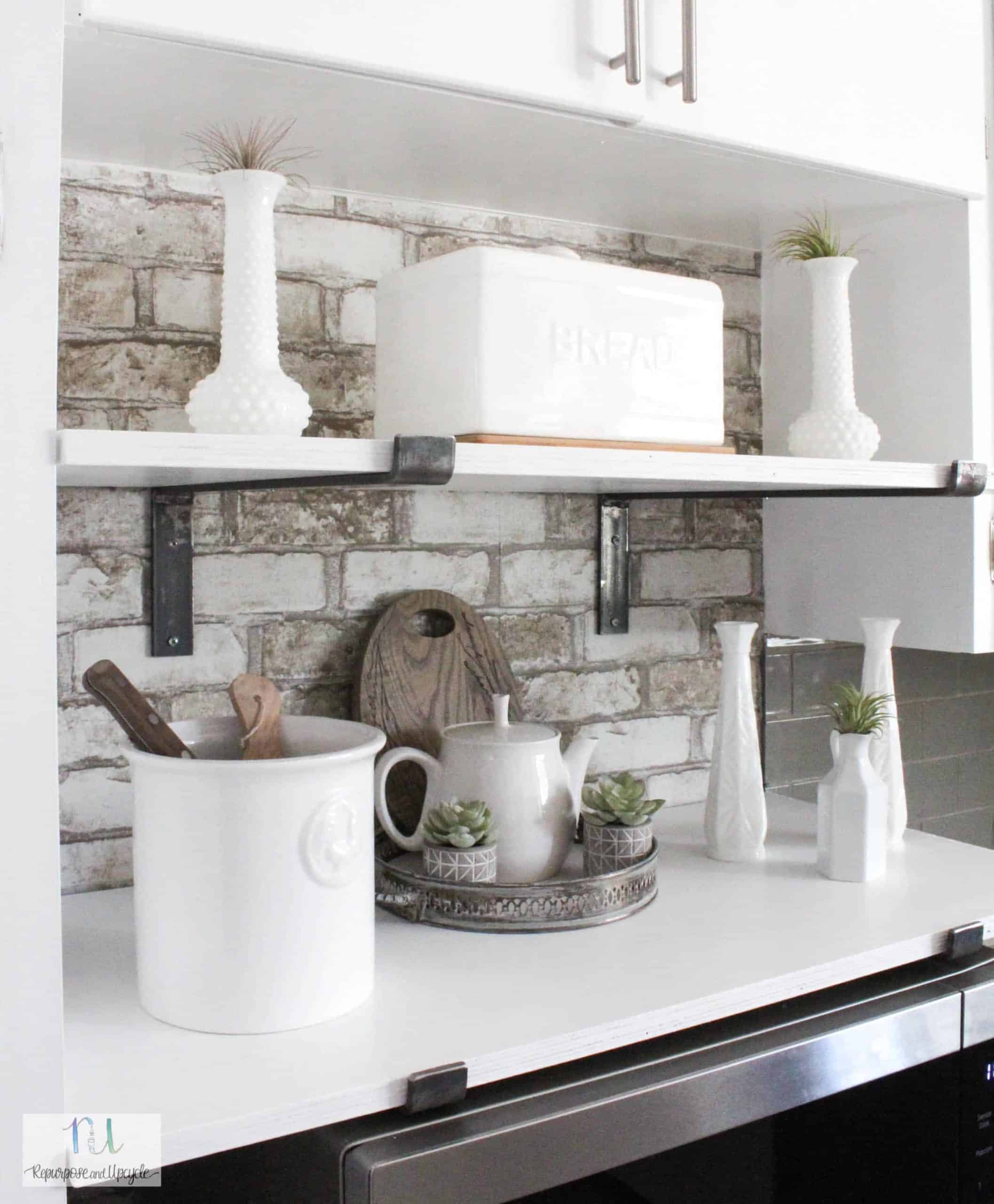 Kitchen Cubby Makeover with Open Shelves for Storage