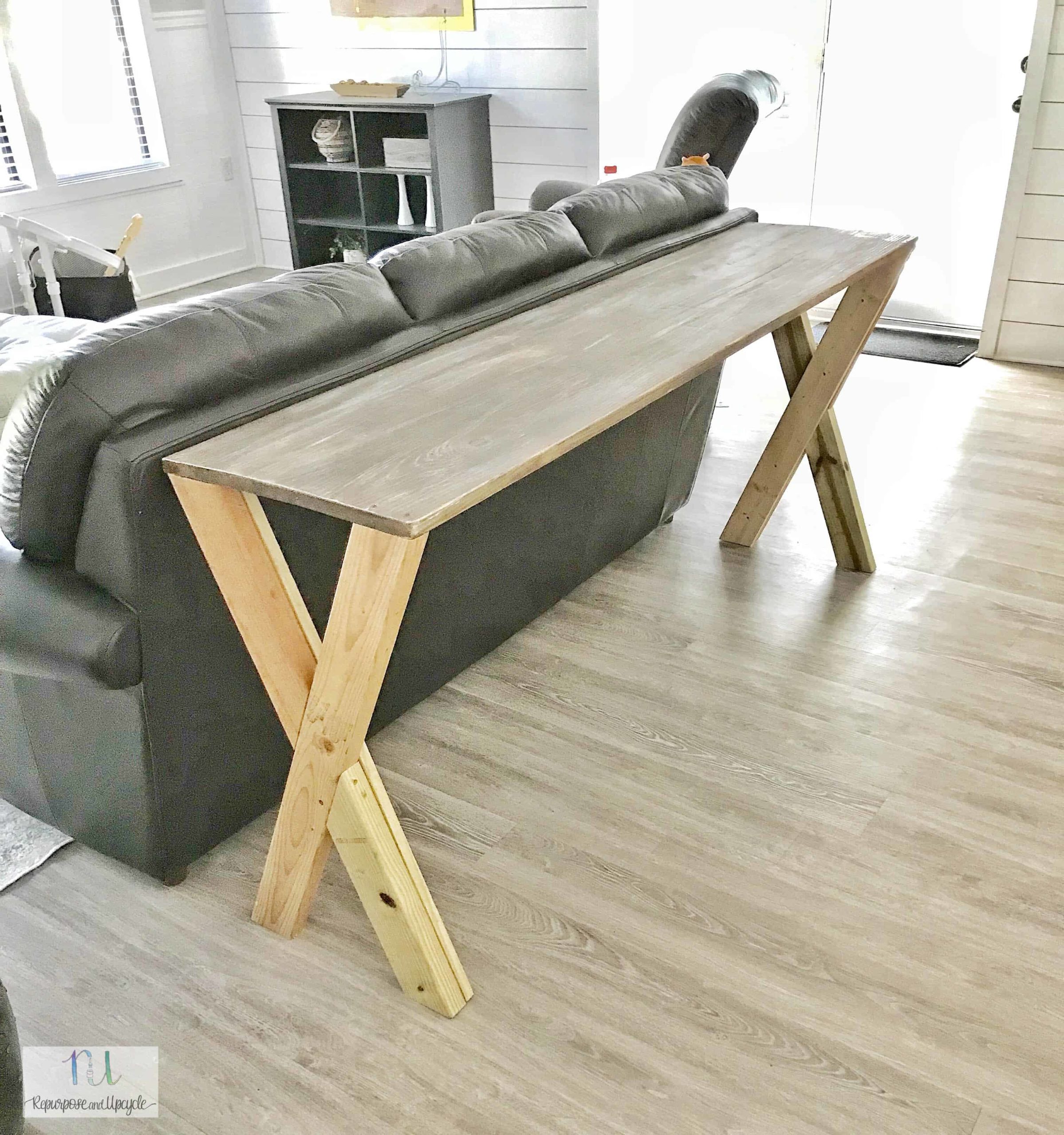 DIY X Sofa Table from Scrap Wood