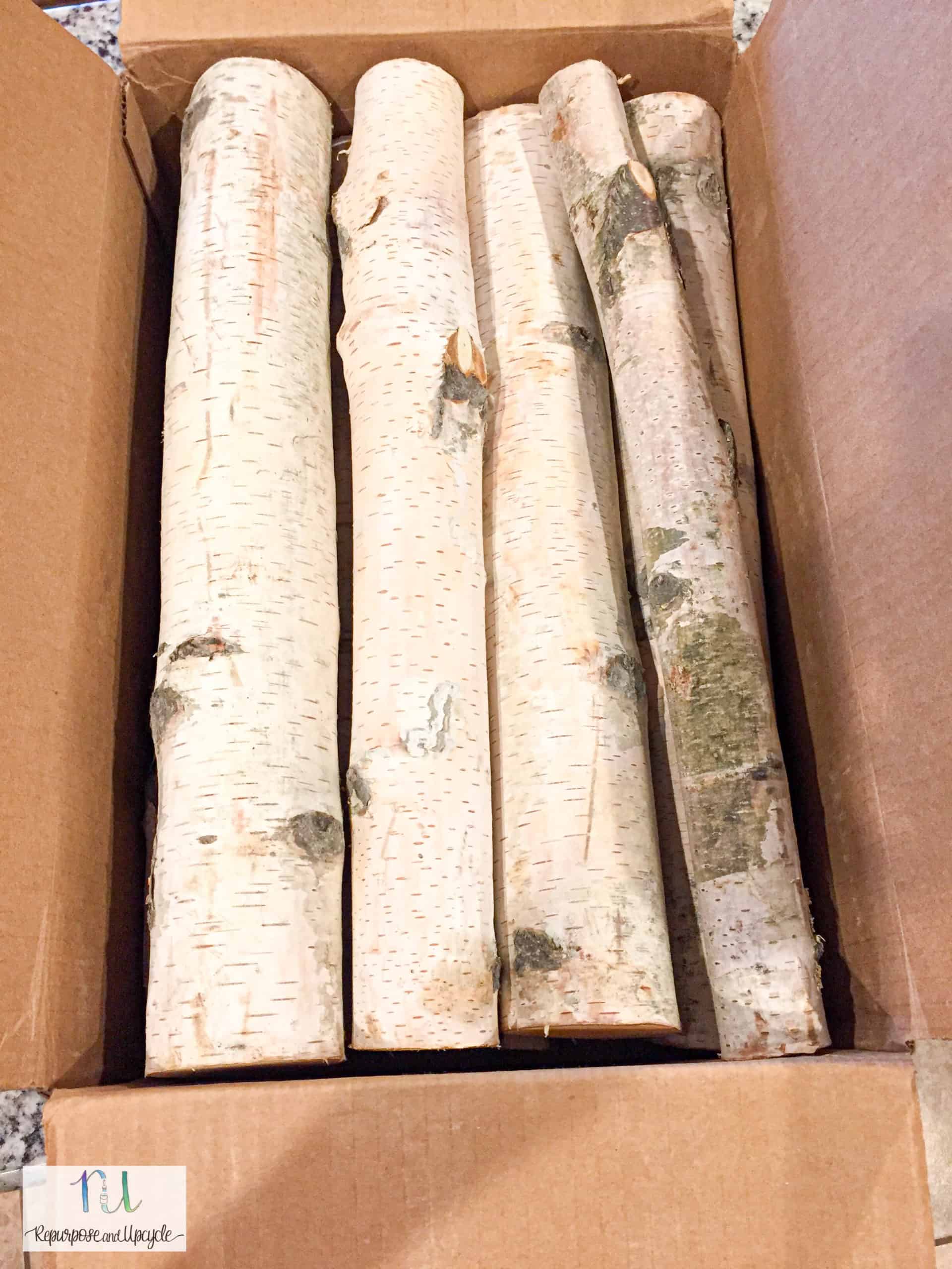 DIY Birch Wood Fireplace Cover for a Faux Wood Fireplace Insert