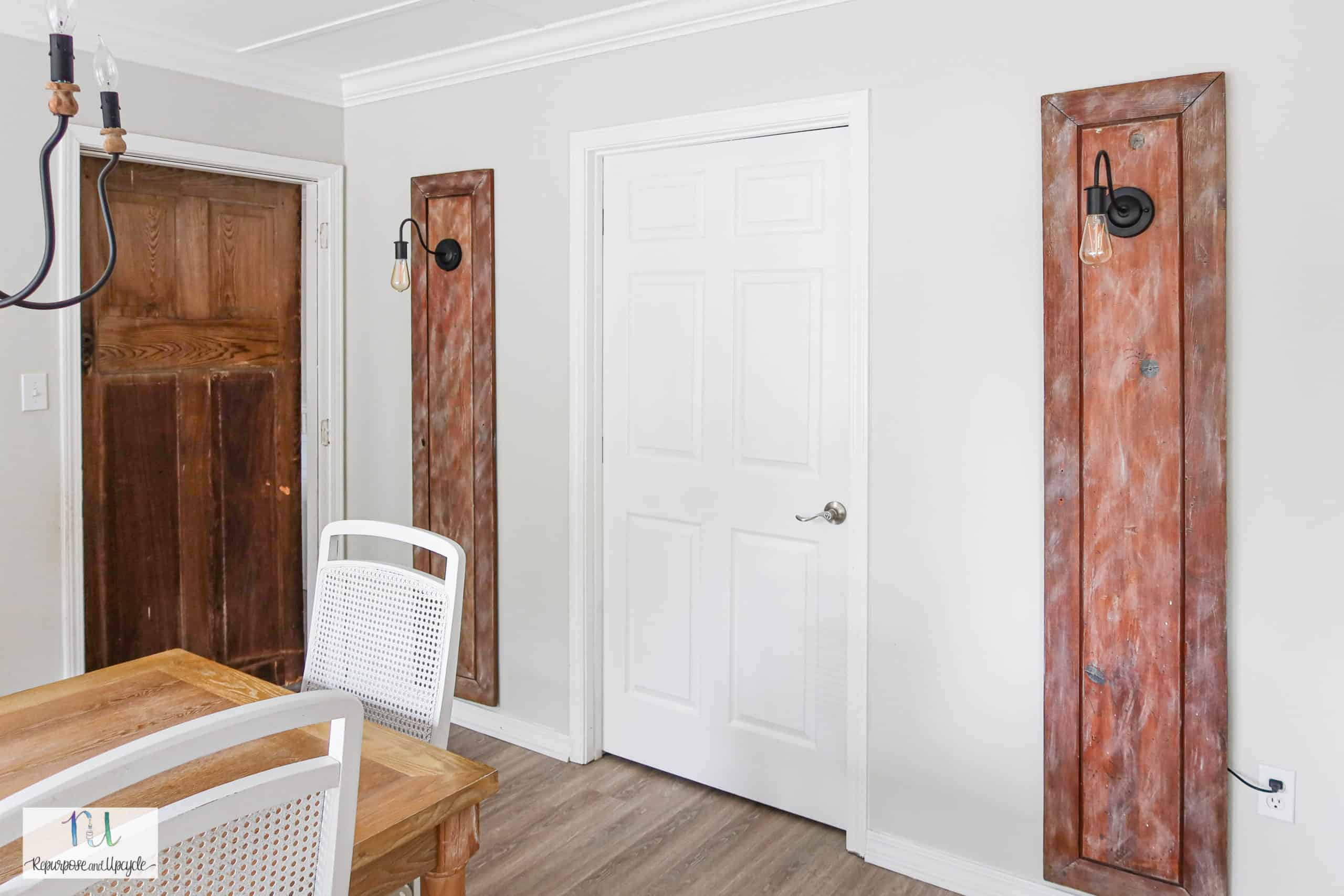 Repurposed Vintage Doors with Sconce Lights