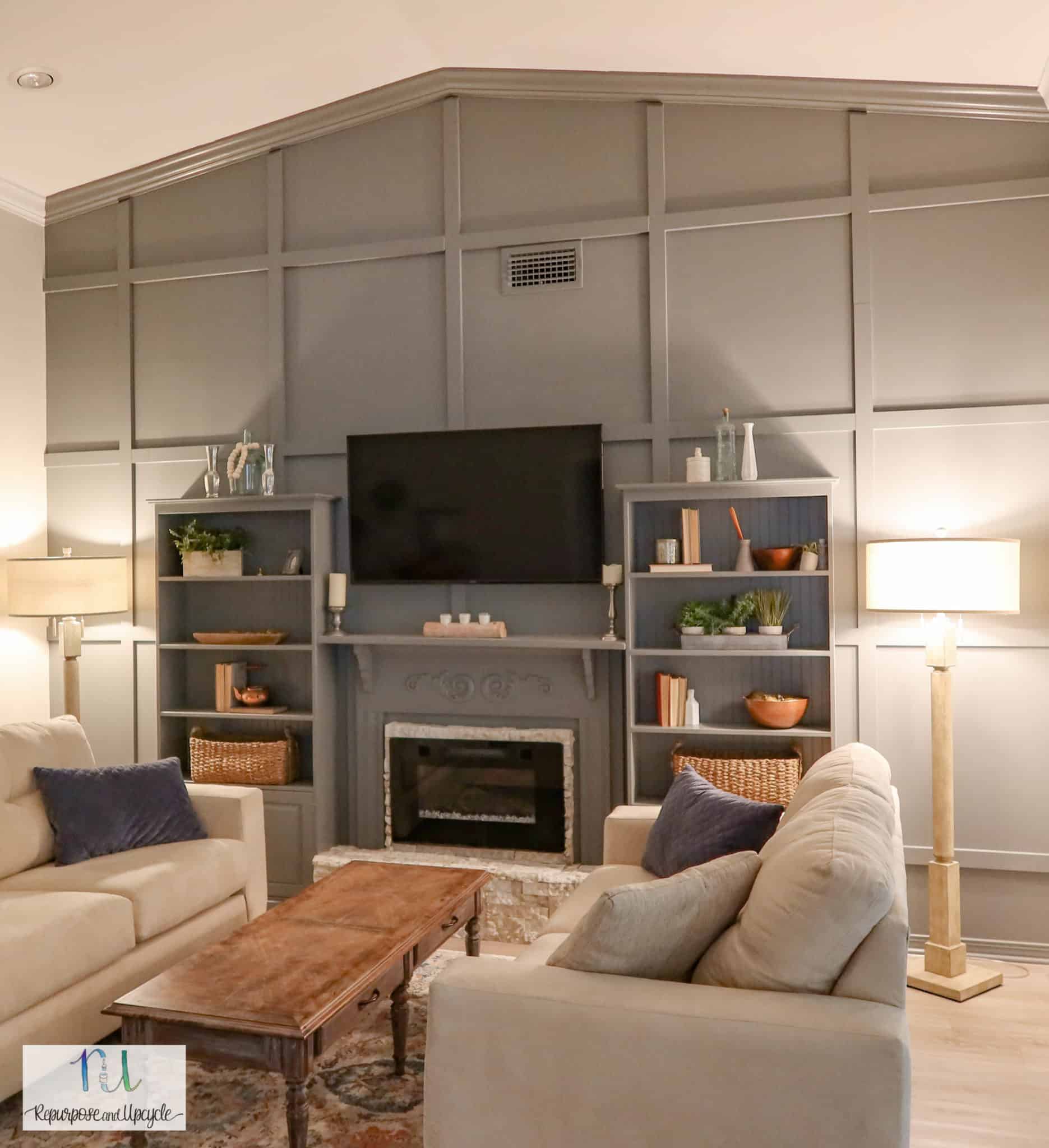 Our New DIY Raised Electric Fireplace Hearth with Stone