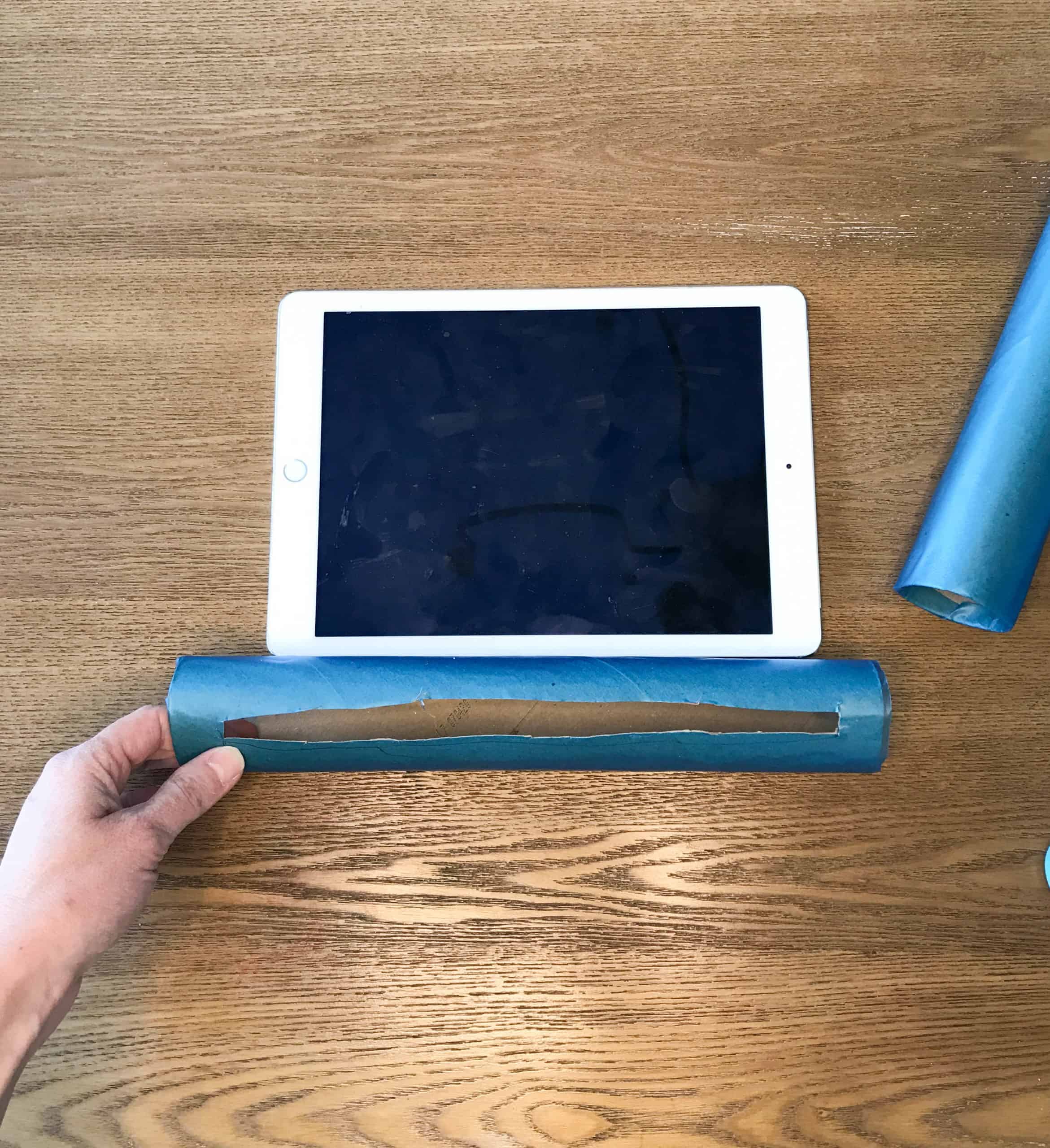 DIY Tablet Stand from a Paper Towel Roll Tube