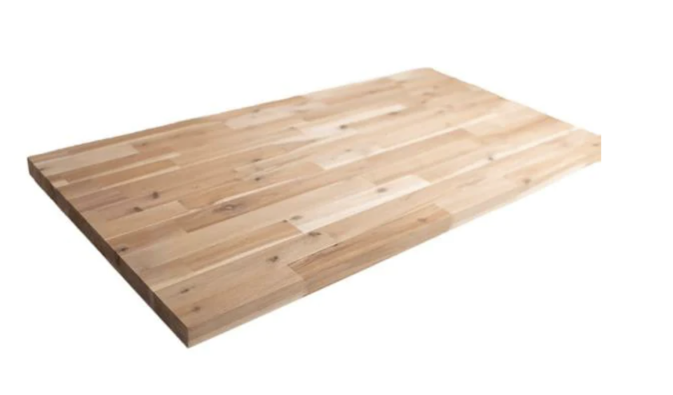 DIY Modern Floating Office Desk with Acacia Butcher Block Countertop