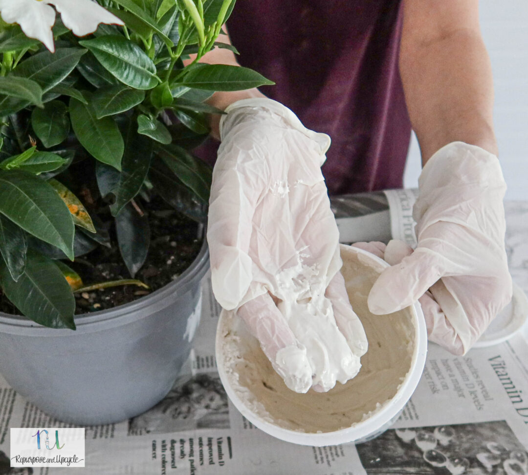 DIY Faux Concrete Planters with Spackling Compound