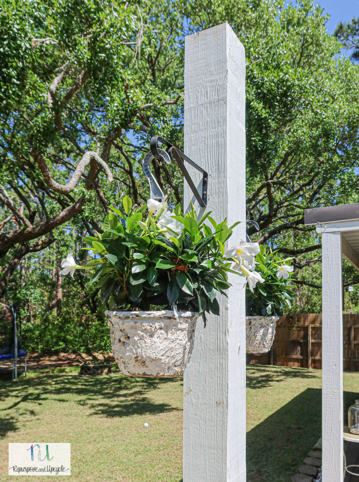 DIY Faux Stone Hanging Planters with Spackling Compound