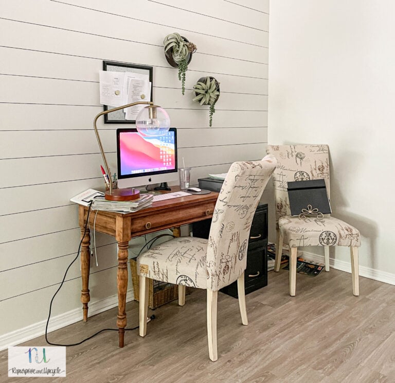 DIY Modern Floating Office Desk with Acacia Butcher Block Countertop