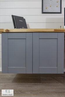 DIY Modern Floating Office Desk with Acacia Butcher Block Countertop