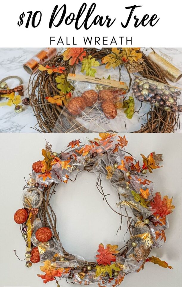 DIY DOLLAR TREE fall wreath for ONLY $10
