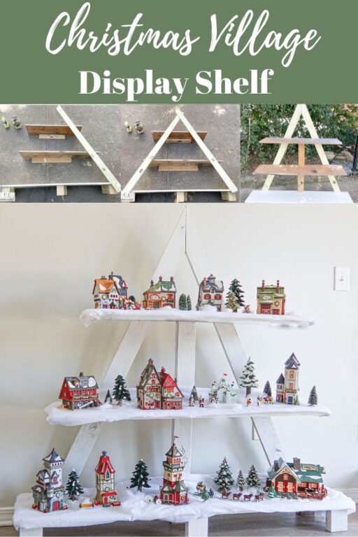 Christmas Village Display Idea with a Christmas tree shaped Shelf