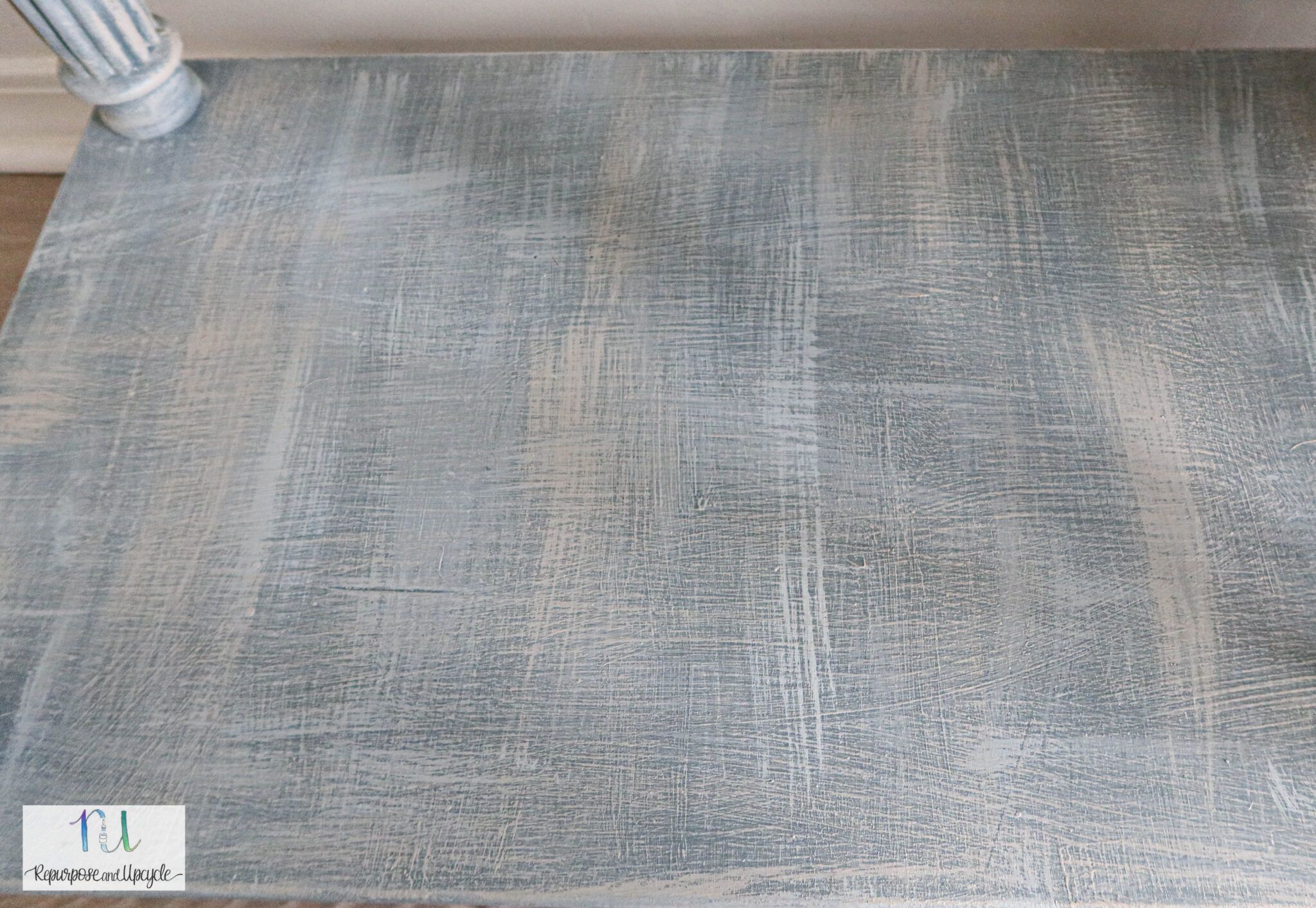 Painting a Buffet with Faded Blues and a Cross Hatching Technique