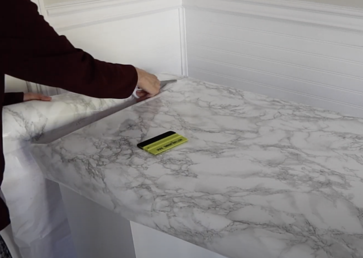 How to Apply Faux Marble Self Adhesive Vinyl Contact Paper to a Countertop