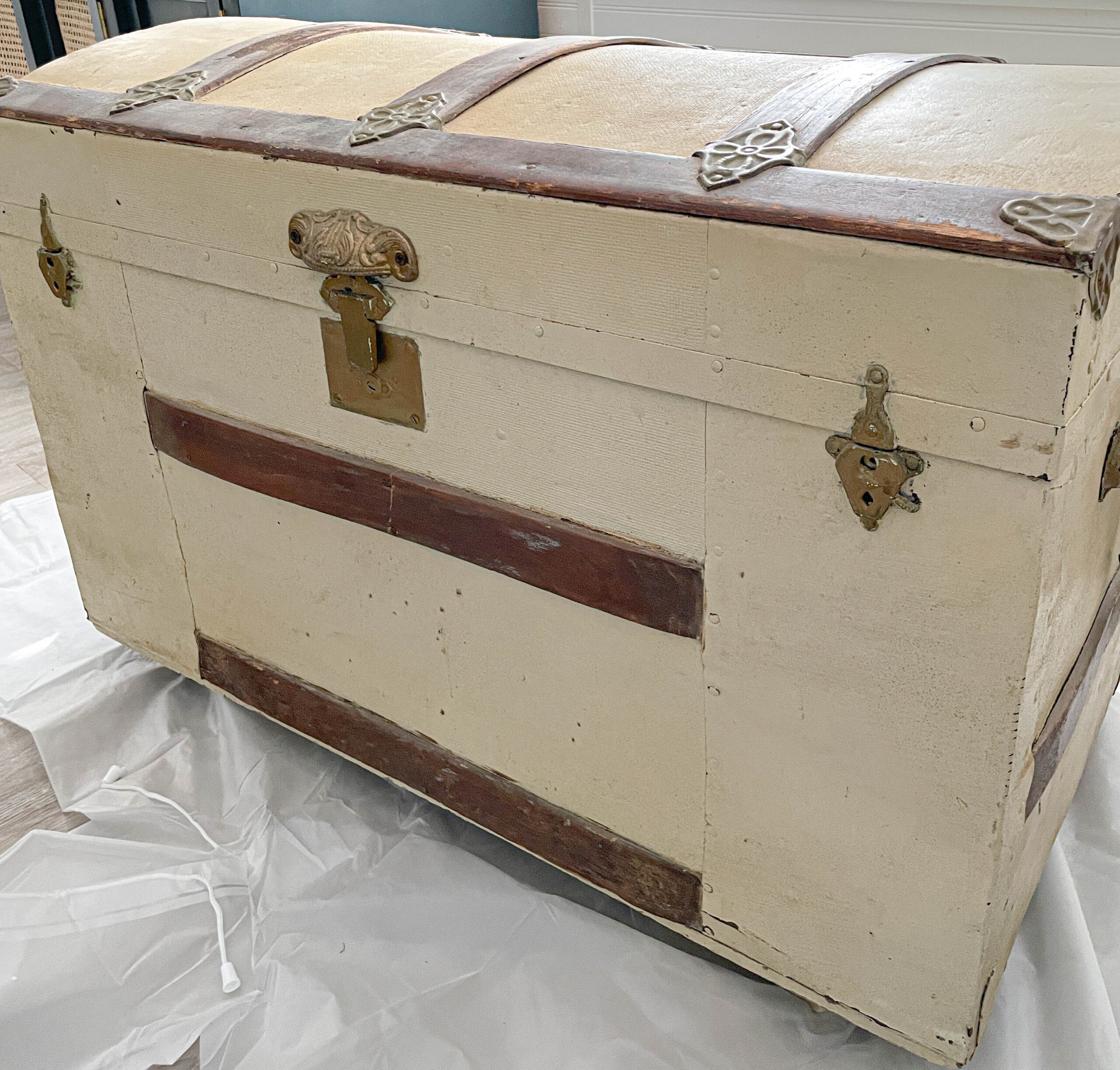 Antique Steamer Trunk Makeover with a Unicorn Motif