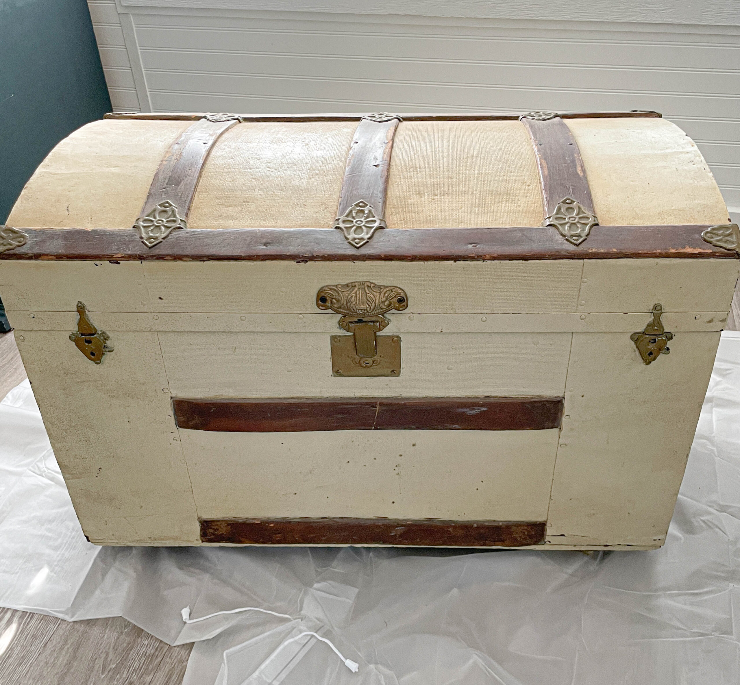Antique Steamer Trunk Makeover with a Unicorn Motif