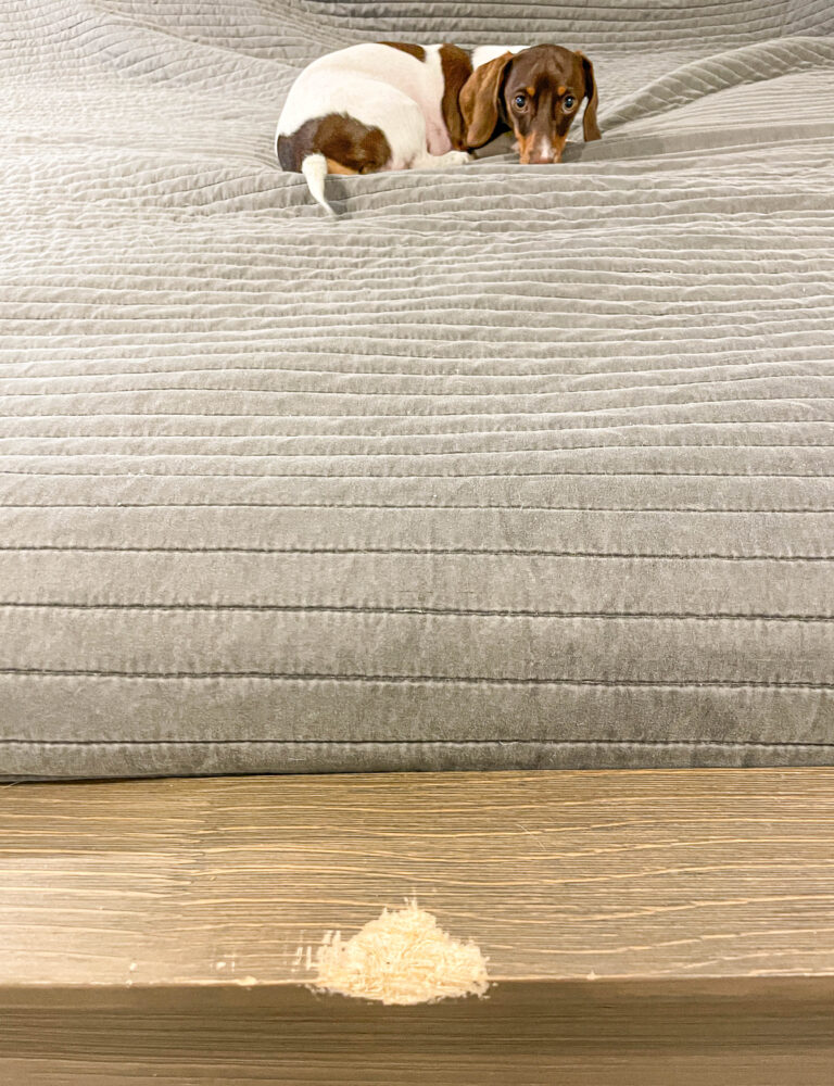 Wood Furniture Repair with Bondo to fix a Missing Chunk of Wood