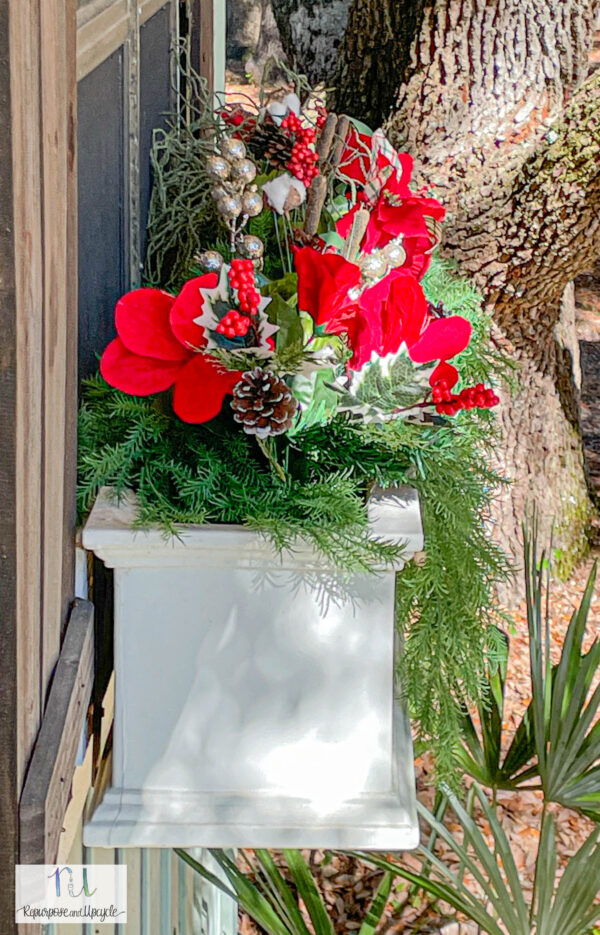 Winter Window Boxes with Faux Flowers