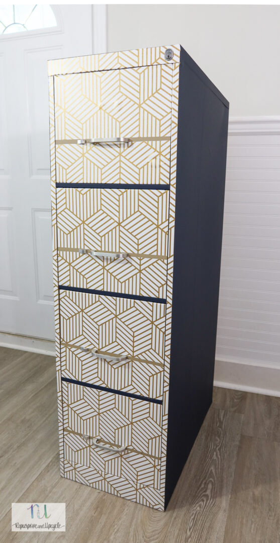 DIY File Cabinet Makeover with Peel and Stick Wallpaper