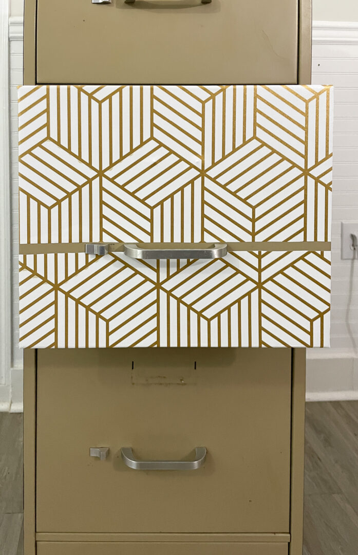 DIY File Cabinet Makeover with Peel and Stick Wallpaper