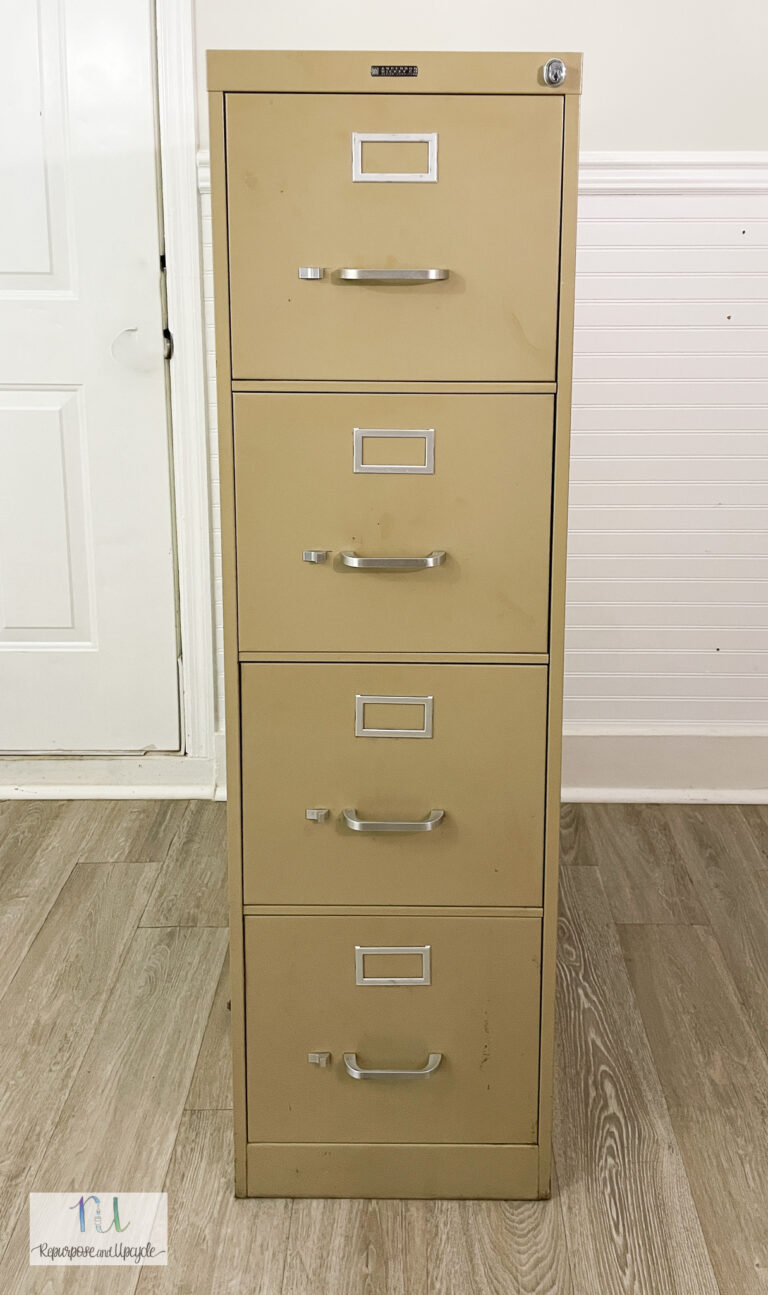 DIY File Cabinet Makeover with Peel and Stick Wallpaper