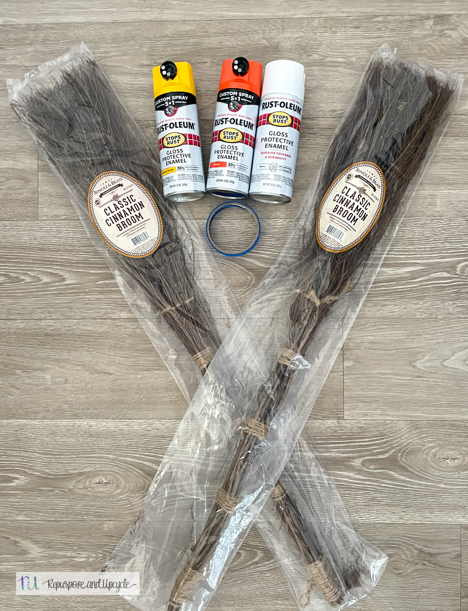 DIY Cinnamon Broom Wreath with Candy Corn Colors