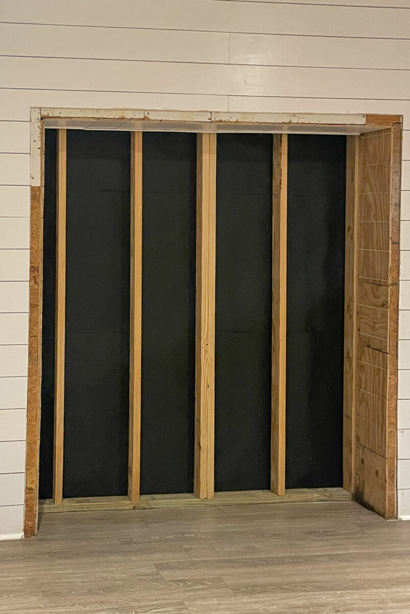 DIY Faux Fireplace to Replace Exterior Double Doors