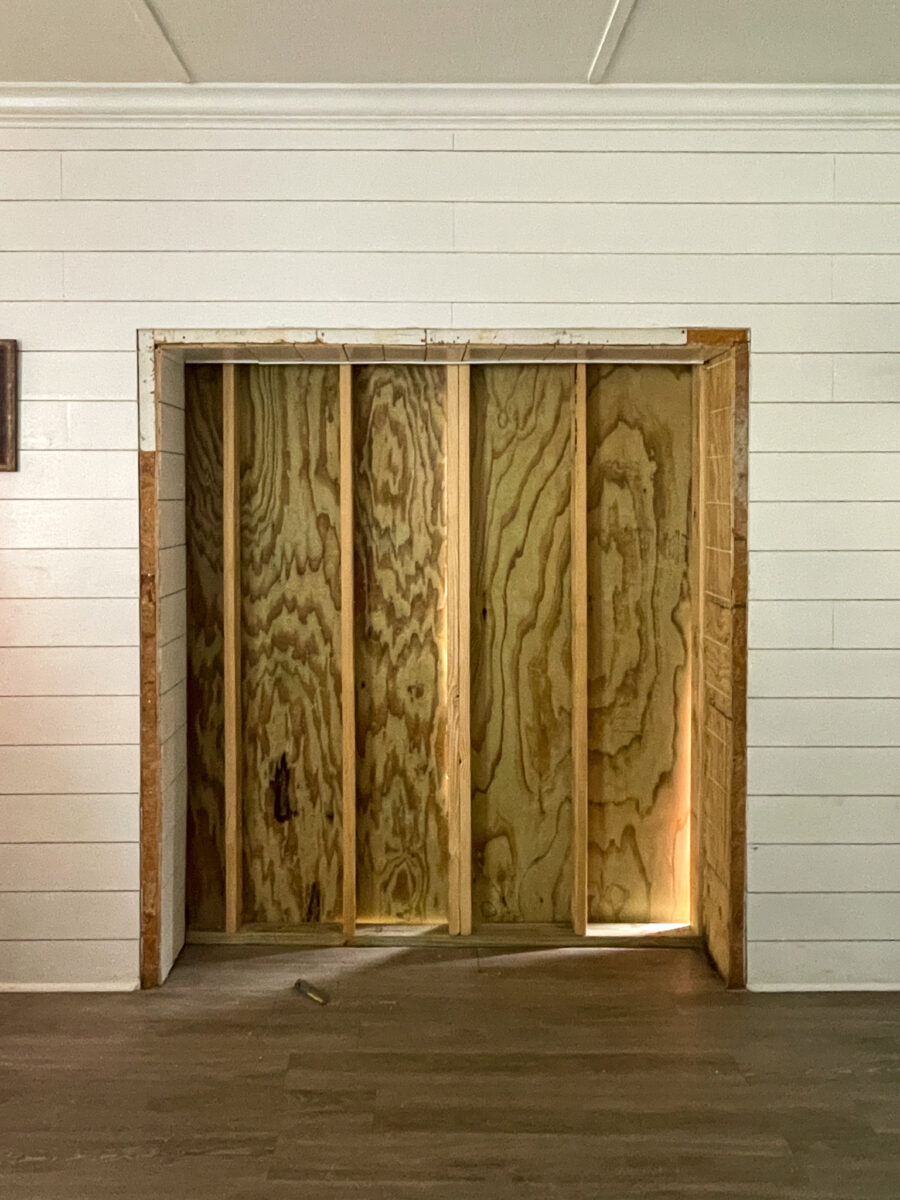 DIY Faux Fireplace to Replace Exterior Double Doors