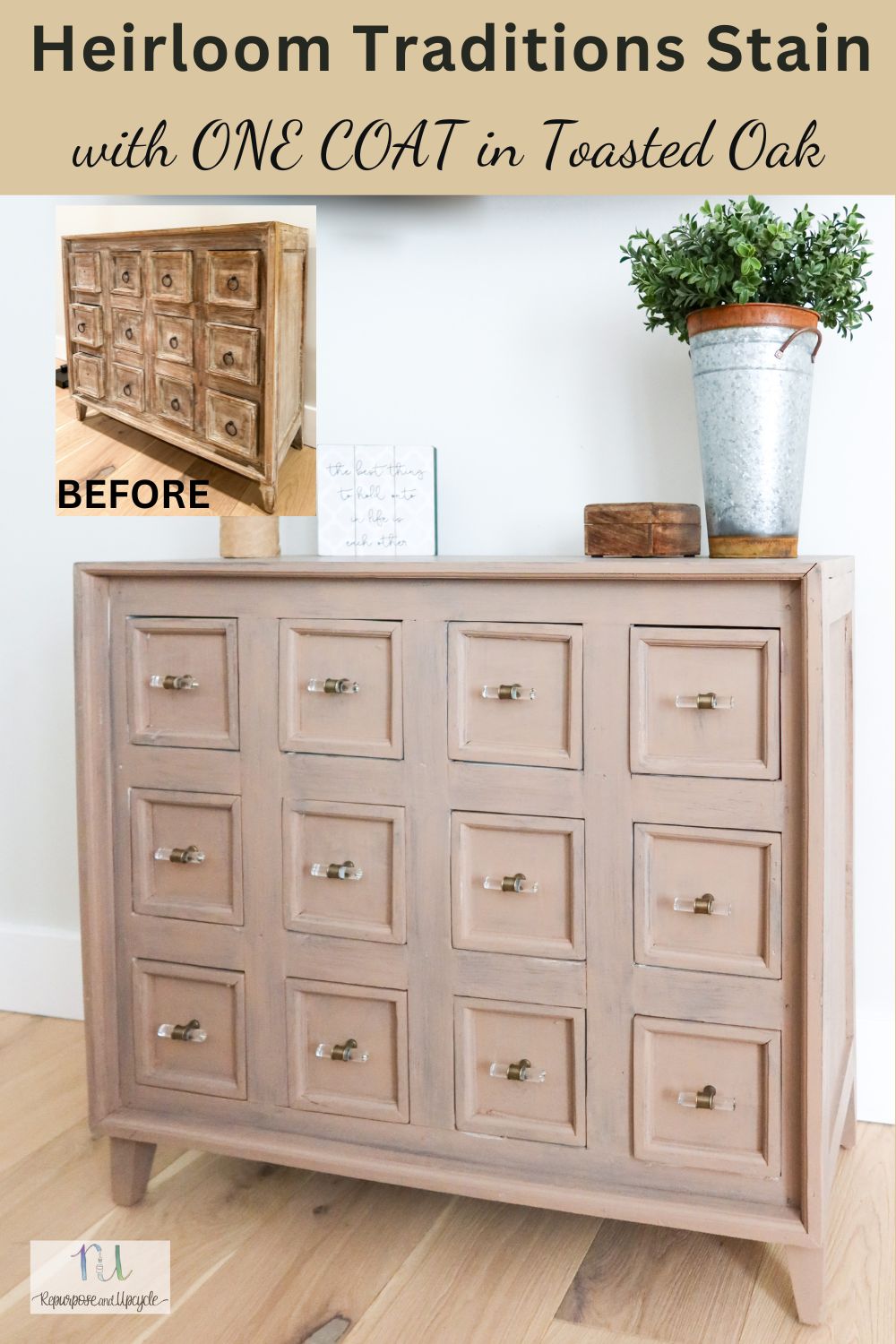 Cabinet Makeover with Heirloom Tradition All-In-One Stain Toasted Oak