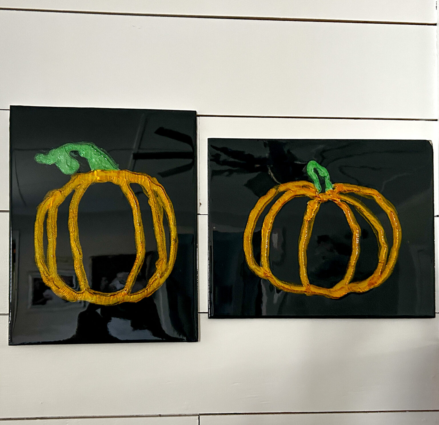 DIY Fall Wall Art with Caulk, Paint and a Canvas