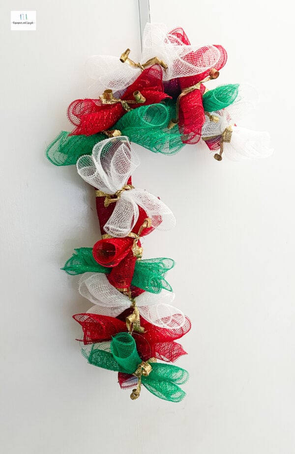 Candy Cane Mesh Wreath with a Pool Noodle and a Metal Hanger